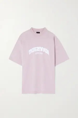 Balenciaga Printed Cotton-jersey T-shirt - Pink