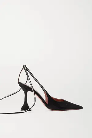 Amina Muaddi Karma Crystal-embellished Suede Pumps
