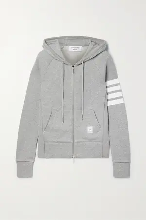 Thom Browne Striped Cotton-jersey Hoodie - Gray