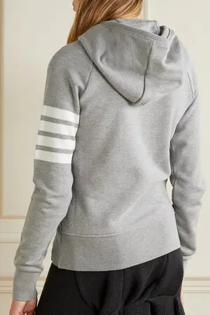 Thom Browne Striped Cotton-jersey Hoodie - Gray