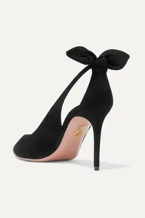 AQUAZZURA Bow Tie 85 Suede Pumps - Black