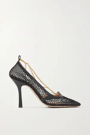 Bottega Veneta Chain-embellished Macramé And Leather Pumps
