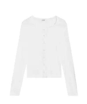 LESET Pointelle-knit Cotton-jersey Cardigan - White