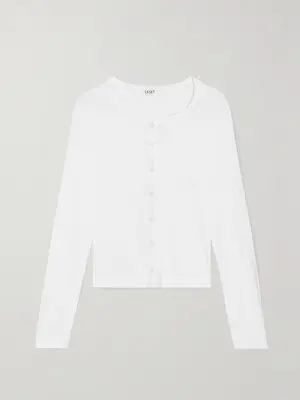 LESET Pointelle-knit Cotton-jersey Cardigan