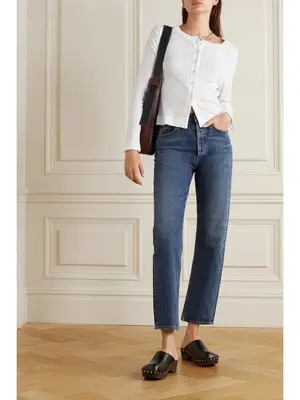 LESET Pointelle-knit Cotton-jersey Cardigan