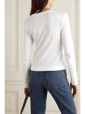 LESET Pointelle-knit Cotton-jersey Cardigan