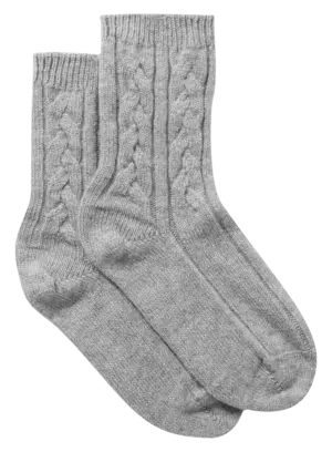 Johnstons Of Elgin Cable-knit Cashmere Socks Gray