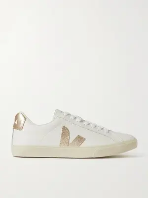 VEJA Net Sustain Esplar Metallic-trimmed Leather Sneakers