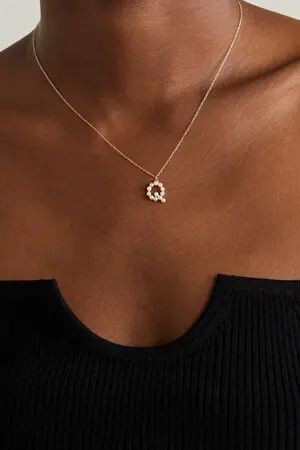 STONE AND STRAND Initial 10-karat Pearl Necklace
