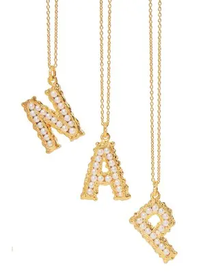 Pacharee Alphabet -plated Pearl Necklace