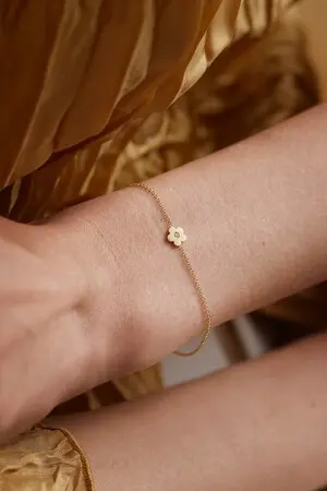 JENNIFER MEYER 18-karat Diamond Flower Charm Bracelet
