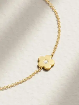 JENNIFER MEYER 18-karat Diamond Flower Charm Bracelet