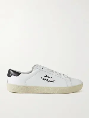 Saint Laurent Court Classic Sl/06 Logo-embroidered Leather Sneakers - White