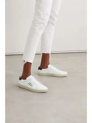 Saint Laurent Court Classic Sl/06 Logo-embroidered Leather Sneakers - White