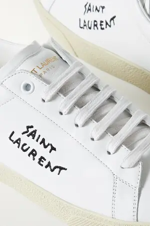 Saint Laurent Court Classic Sl/06 Logo-embroidered Leather Sneakers