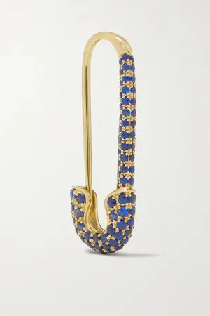 ANITA KO Safety Pin 18-karat Sapphire Stud Earring - Blue