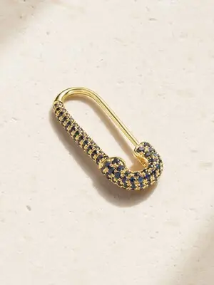 ANITA KO Safety Pin 18-karat Sapphire Stud Earring - Blue