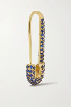 ANITA KO Safety Pin 18-karat Sapphire Stud Earring