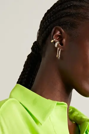 ANITA KO Safety Pin 18-karat Sapphire Stud Earring