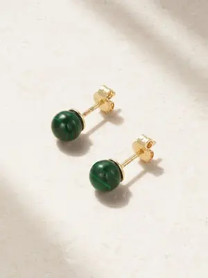 Mateo 14-karat Malachite Drop Earrings - Gold