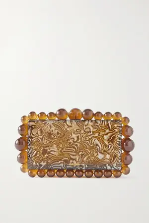 Cult Gaia Cult Gaia Eos Beaded Clutch Brown