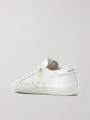 GOLDEN GOOSE Superstar Faux Pearl-embellished Distressed Leather Sneakers