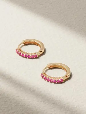 Mateo 14-karat Sapphire Hoop Earrings - Red