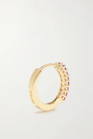 Mateo 14-karat Sapphire Hoop Earrings - Red
