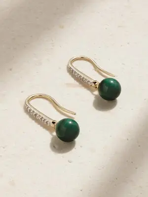 Mateo 14-karat Malachite And Diamond Earrings - Gold