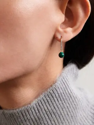Mateo 14-karat Malachite And Diamond Earrings - Gold