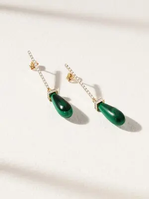Mateo 14-karat Malachite And Diamond Earrings - Green