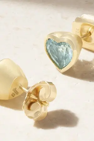 Irene Neuwirth Love 18-karat Aquamarine Heart Earrings - Gold