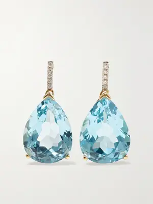 Mateo 14-karat Topaz And Diamond Earrings - Blue