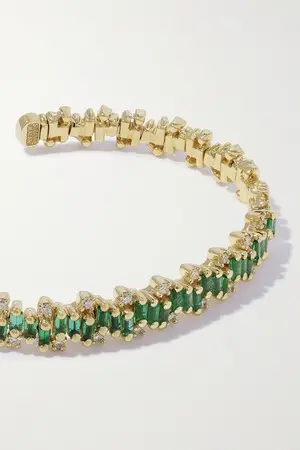 SUZANNE KALAN 18-karat Emerald And Diamond Cuff - Gold