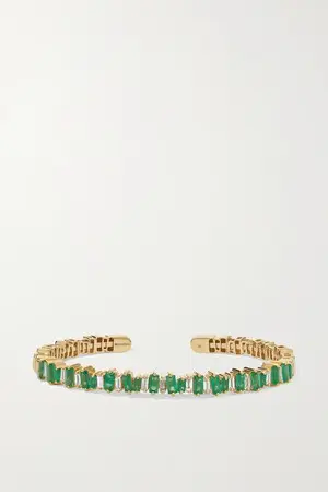 SUZANNE KALAN 18-karat Emerald And Diamond Cuff Green