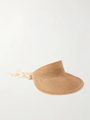 Eugenia Kim Grosgrain-Trimmed Hemp Visor Brown