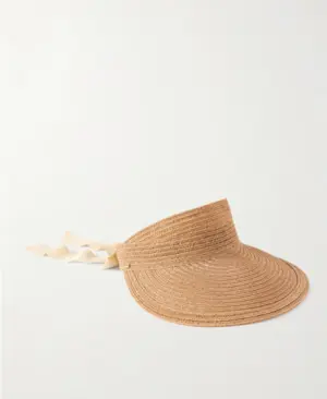 Eugenia Kim Grosgrain-Trimmed Hemp Visor Taupe