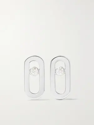 Messika Messika Move Uno 18-karat White Gold Diamond Earrings Silver
