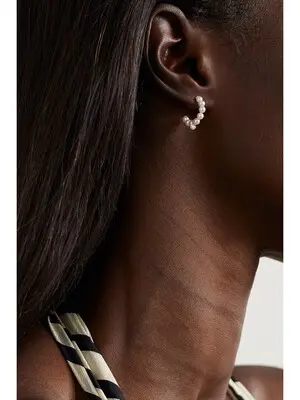 Mizuki 14-karat Pearl And Diamond Hoop Earrings