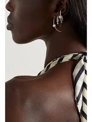 Mizuki 14-karat Pearl And Diamond Hoop Earrings