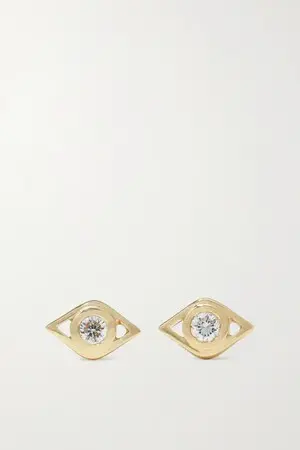 SYDNEY EVAN Small Evil Eye Diamond Earrings - Gold