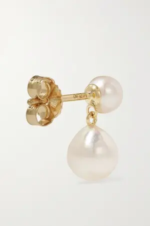 Mizuki 14-karat Akoya Pearl Drop Earrings - Gold