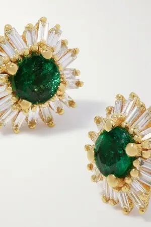 SUZANNE KALAN 18-karat Emerald And Diamond Earrings