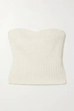 Saint Laurent Strapless Ribbed Wool Top