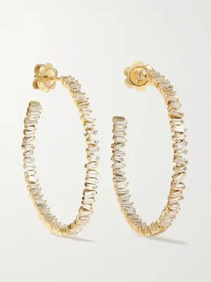 SUZANNE KALAN 18-karat Diamond Hoop Earrings - Gold