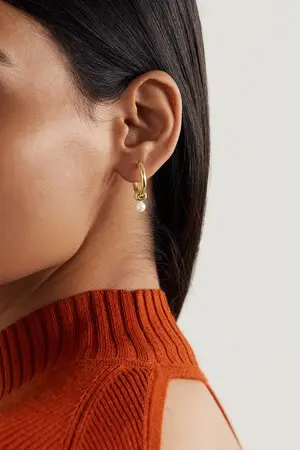 SPINELLI KILCOLLIN Ara 18-karat Pearl Hoop Earrings