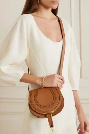 Chloé Marcie Mini Textured-leather Shoulder Bag - Brown