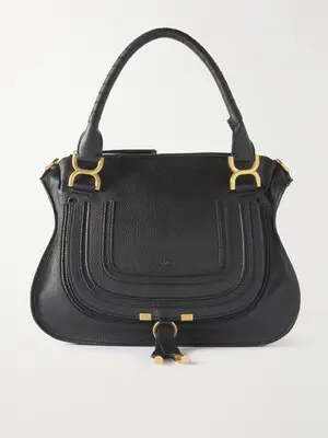 Chloé Net Sustain Marcie Medium Textured-leather Tote - Black
