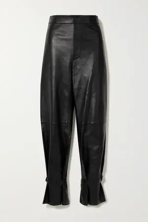 Bottega Veneta Leather Straight-leg Pants Black