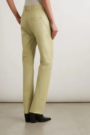 Bottega Veneta Leather Straight-leg Pants - Neutrals